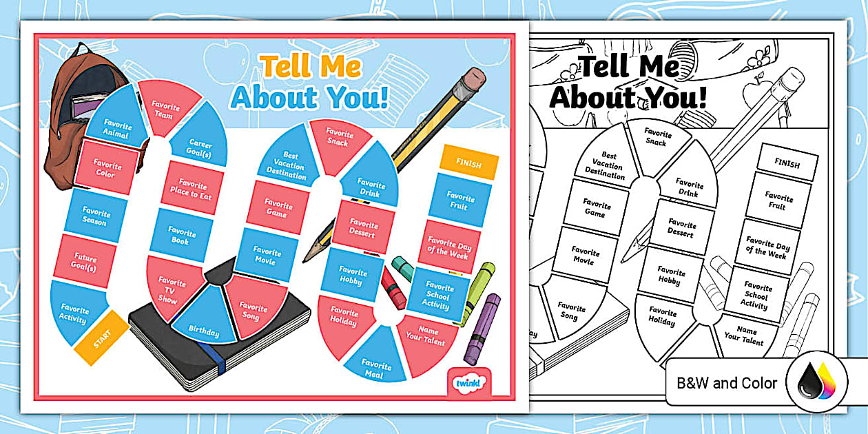 Seventh Grade Tell Me About You Board Game