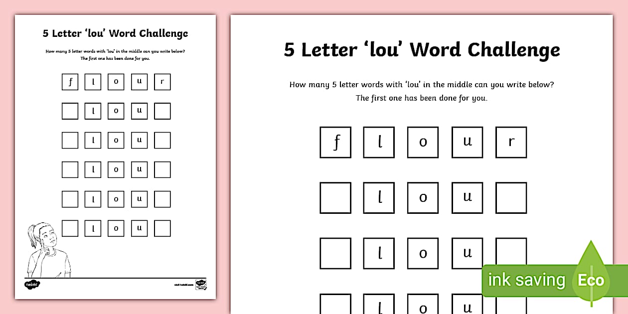 5 Letter 'lou' Word Challenge (teacher made) - Twinkl