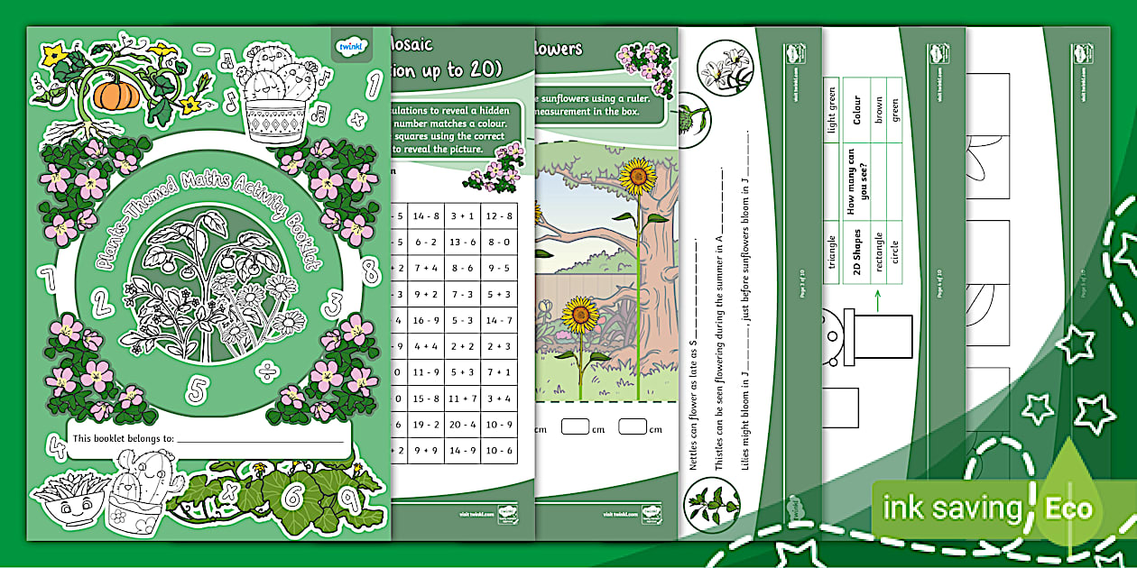 KS1 Plants-Themed Maths Activity Booklet (Ages 5 - 7)