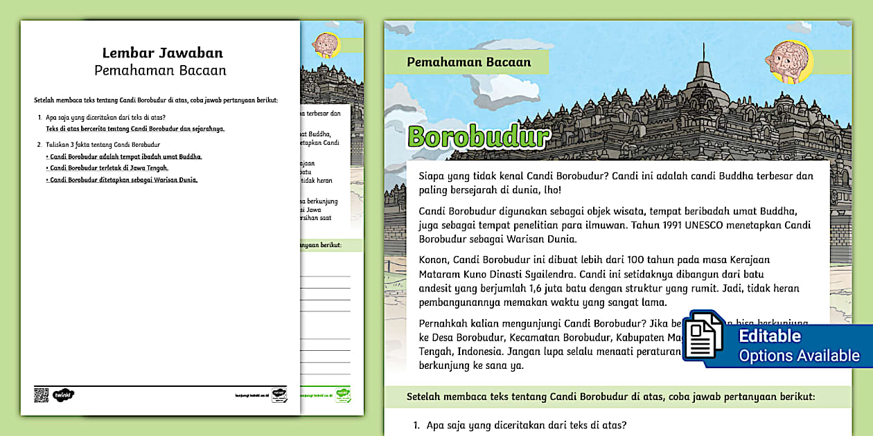 Teks Informasi Pemahaman Bacaan tentang Borobudur - Twinkl
