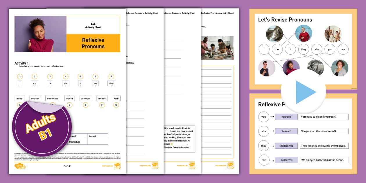 ESL Reflexive Pronouns Pack for Adults (teacher made)