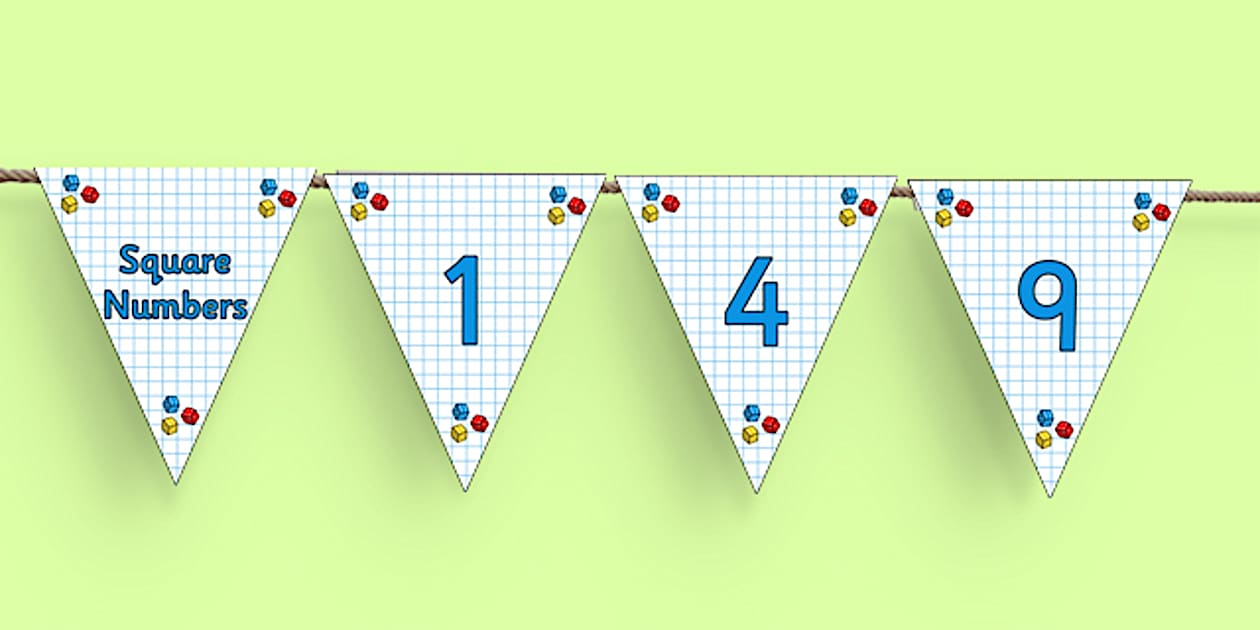 Prime, Square and Triangular Numbers Bunting (teacher made)
