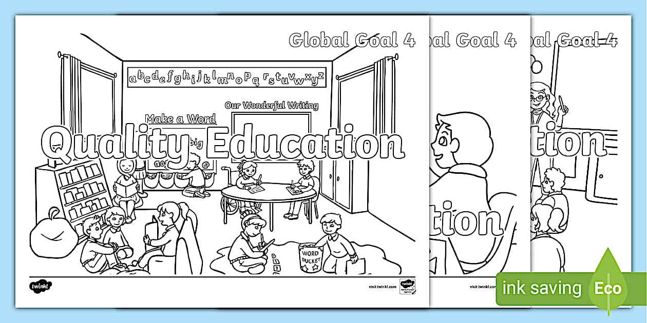 All About Global Goals Quality Education Colouring Activity