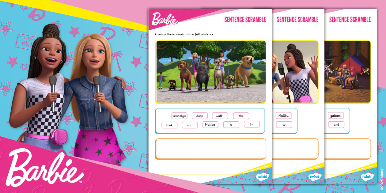 Barbie: Simple Sentence Scramble Activity