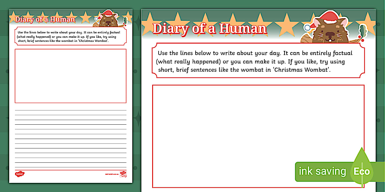 Diary Writing Scaffold to Support Teaching on ‘Christmas Wombat’