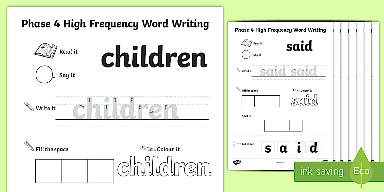 Phase 4 High Frequency Word Writing Worksheets - Phase 4 High Frequency ...