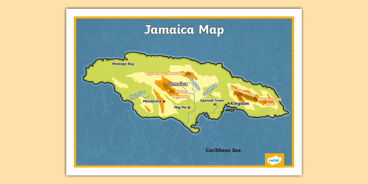 KS2 Jamaica Display Map - Geography (teacher made) - Twinkl