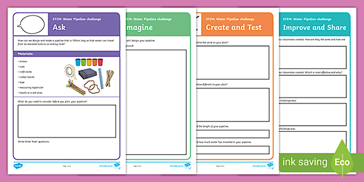Editable STEM: Water Pipeline Challenge (teacher made)