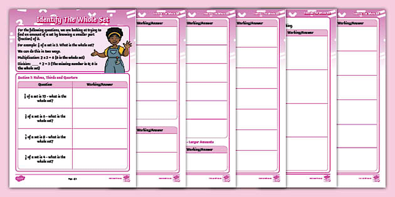 During Year 4 Rational Numbers: Identify The Whole Set Worksheet