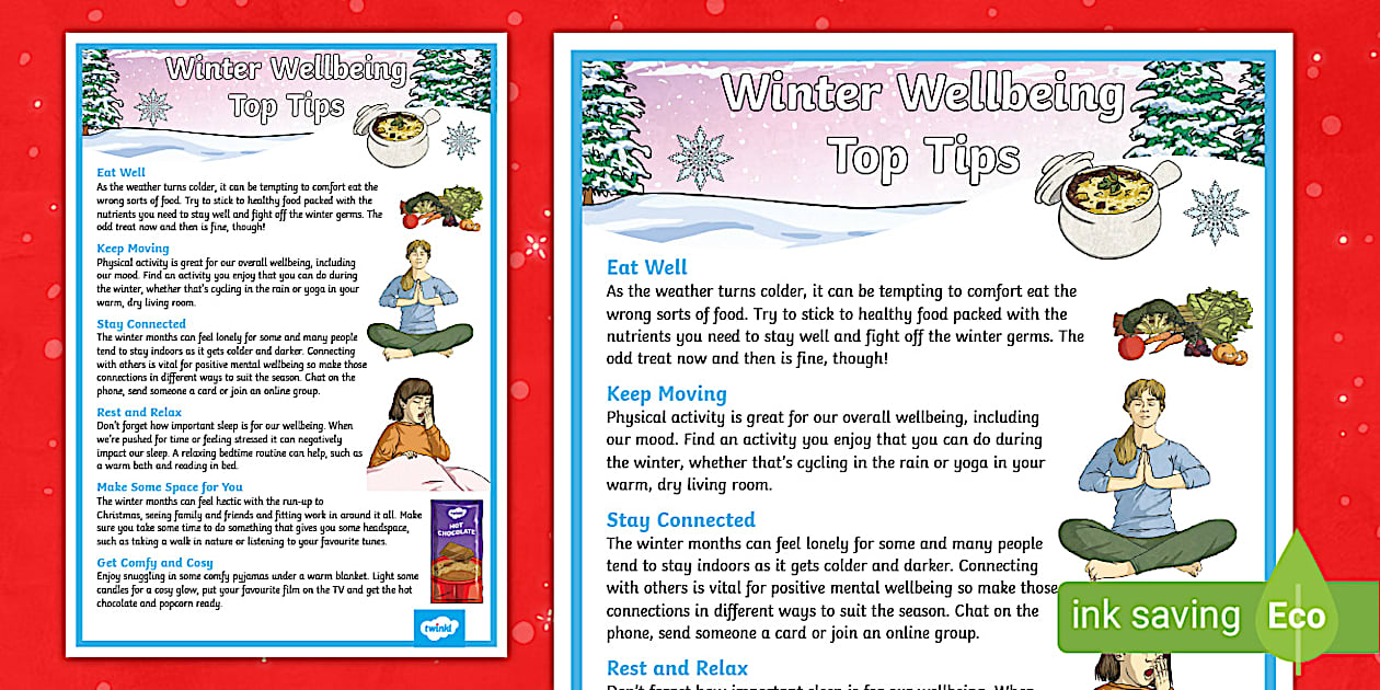 Winter Self-Care Top Tips Poster | Wellbeing at Christmas