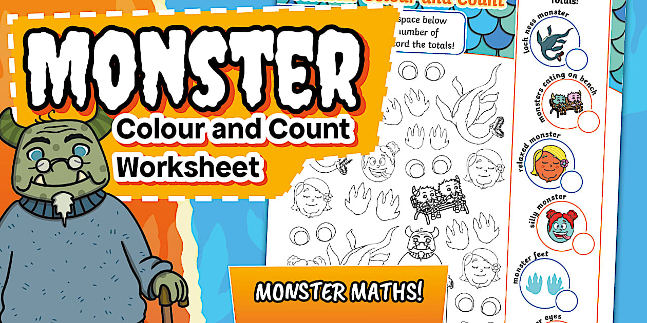 Monster Colour and Count Worksheet