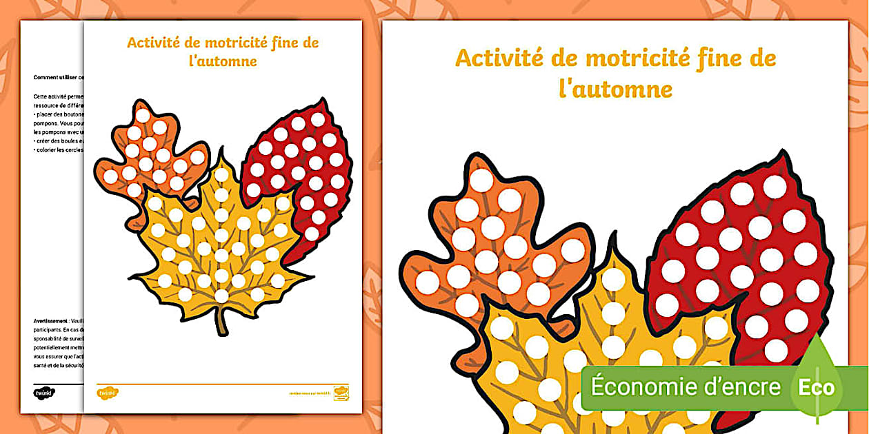 Activité de motricité fine de l'automne (teacher made)