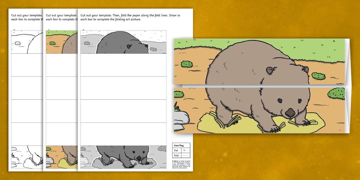 Wombat Folding Art Template - Twinkl arts - Twinkl