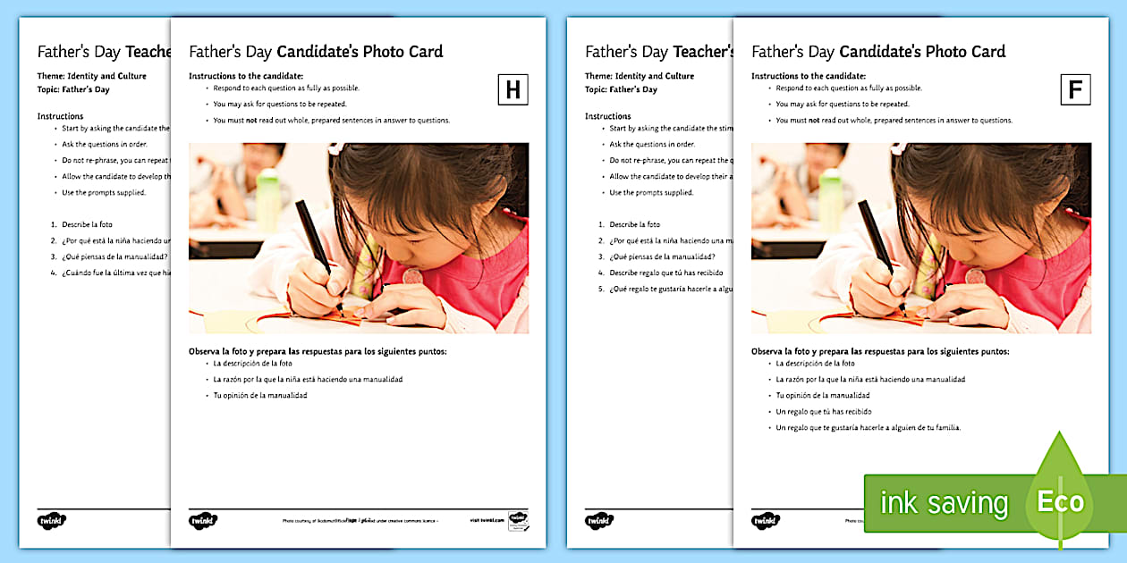 Differentiated Father's Day Photo Card Speaking Activity
