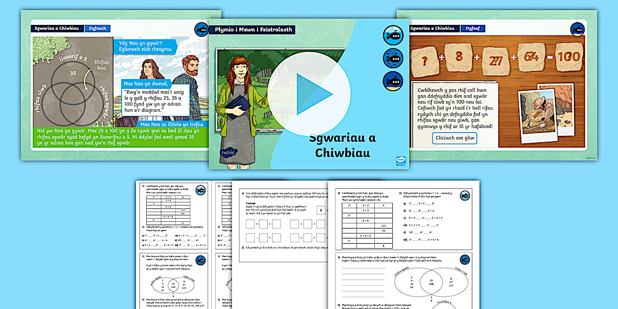 Pecyn Dysgu Rhifau Sgwâr a Chiwb - Adnoddau Dysgu Twinkl