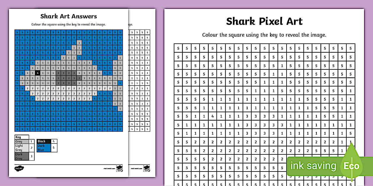 Shark Pixel Art Template | Twinkl | Pixel Art | KS1 - Twinkl