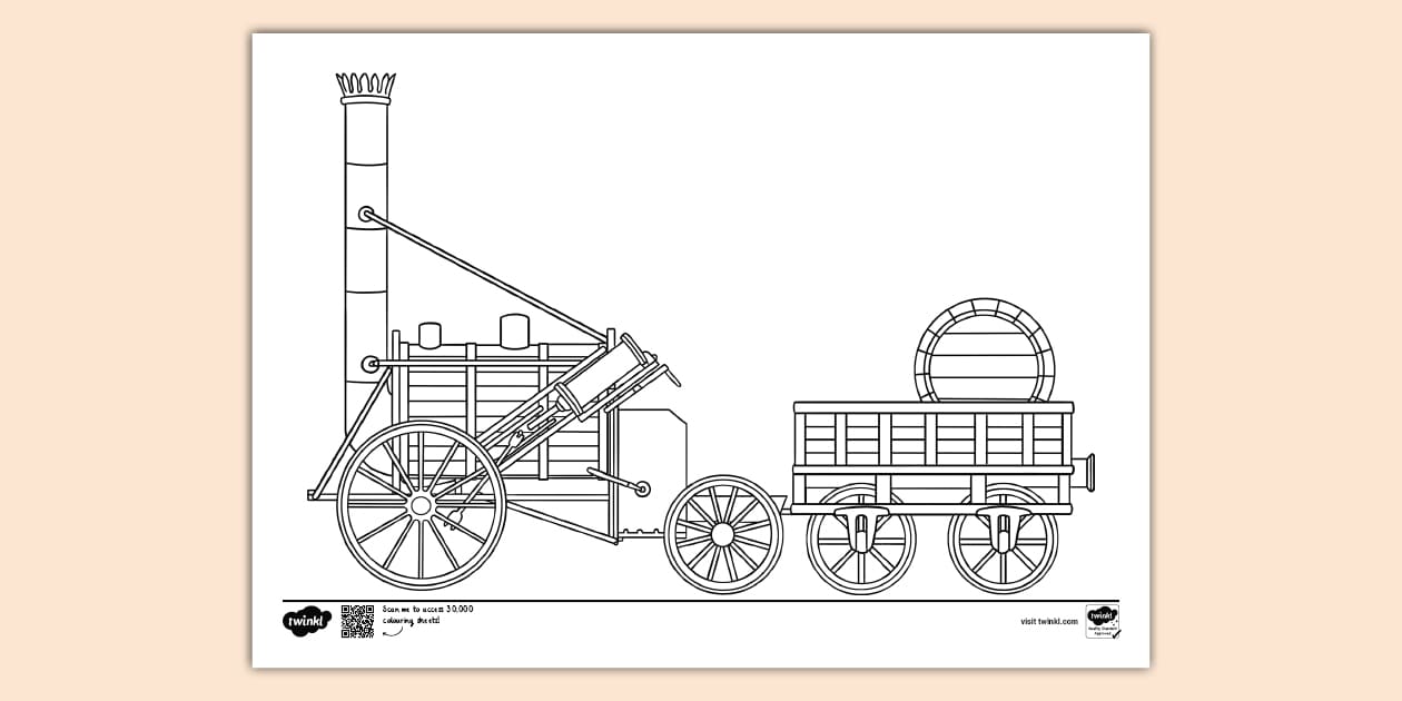 George Stephenson's Rocket Steam Engine Colouring Sheet