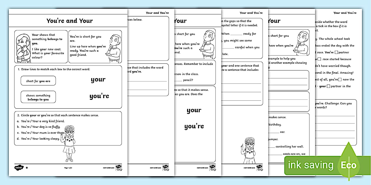 KS1 You're or Your Differentiated Worksheets (teacher made)