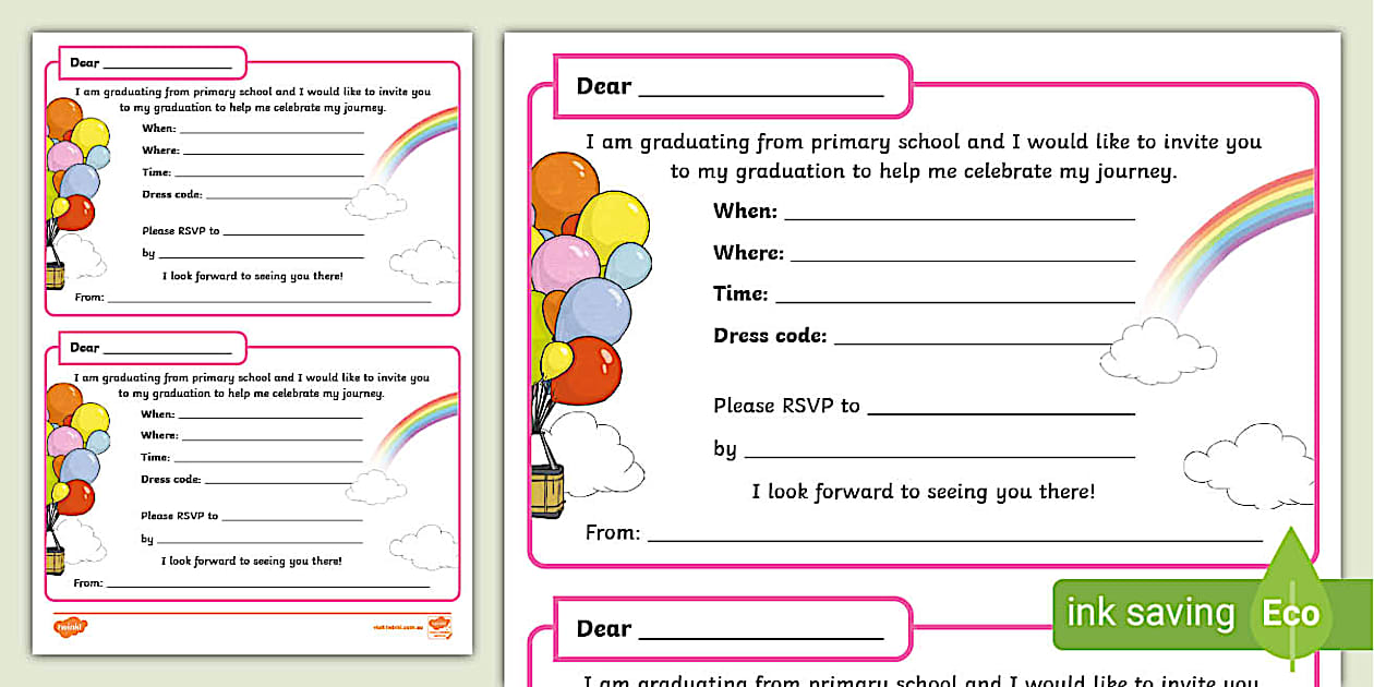 Year 6 Graduation Invitations - The Sky's the Limit - Twinkl