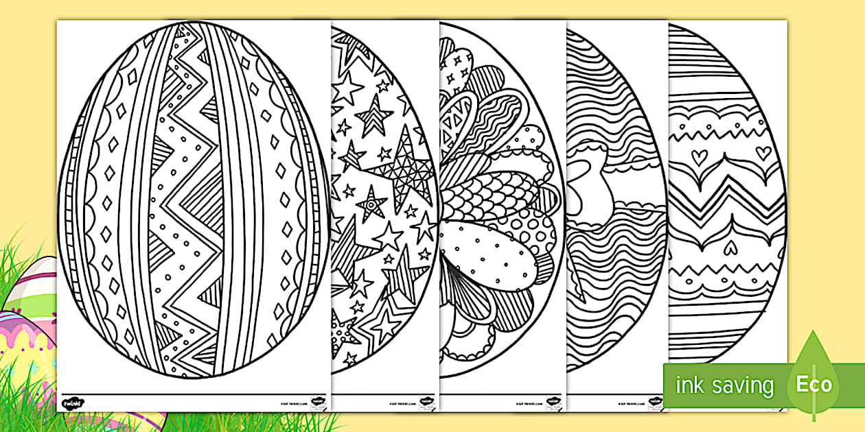 Easter Egg Mindfulness Colouring Pages English/Spanish - EAL, Easter Egg