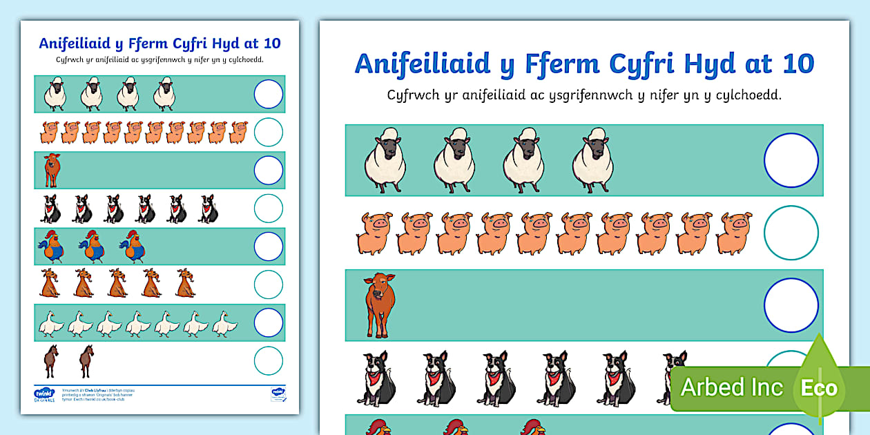 Amser Deffro ar y Fferm: Cyfri Hyd at 10 (teacher made)
