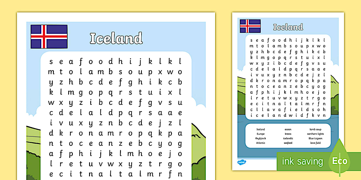 Iceland Word Search
