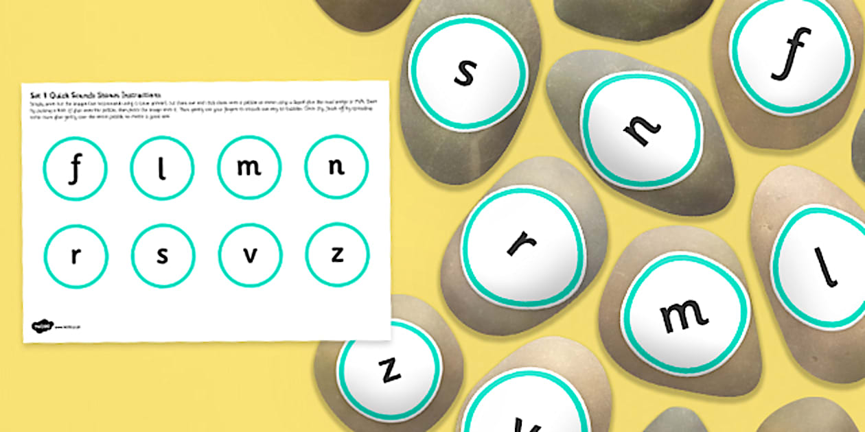 Phonic Quick Sounds Set 1 Sensory Stones Cut Outs - Twinkl