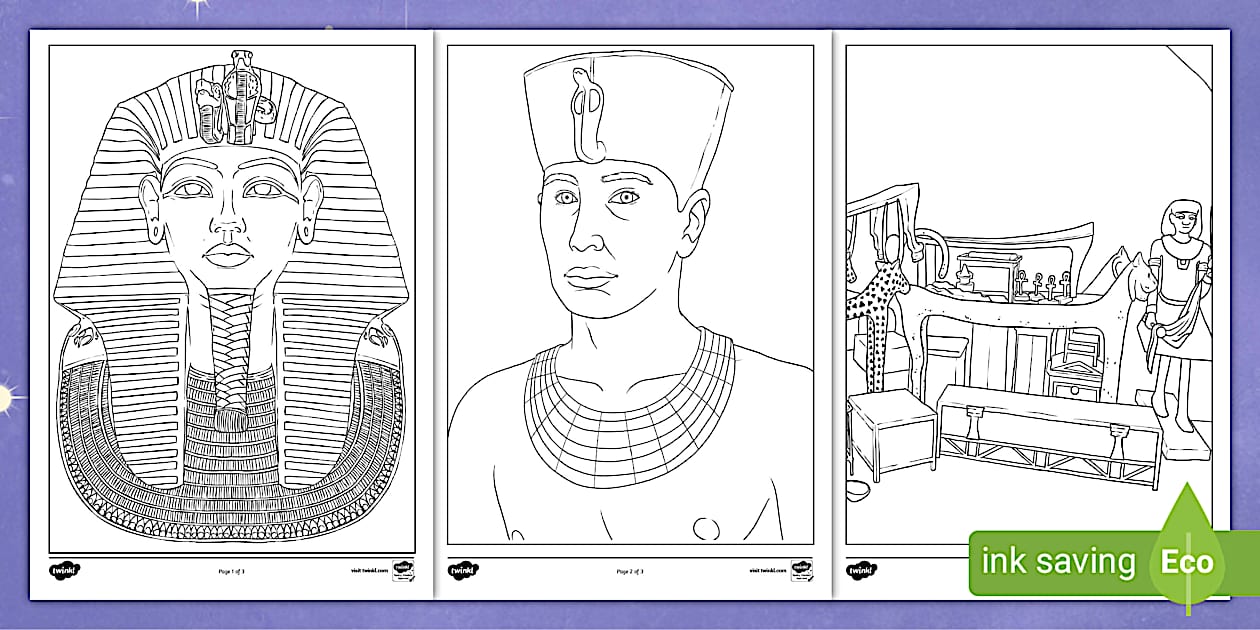 Tutankhamun Colouring Pages Pack (teacher made) - Twinkl