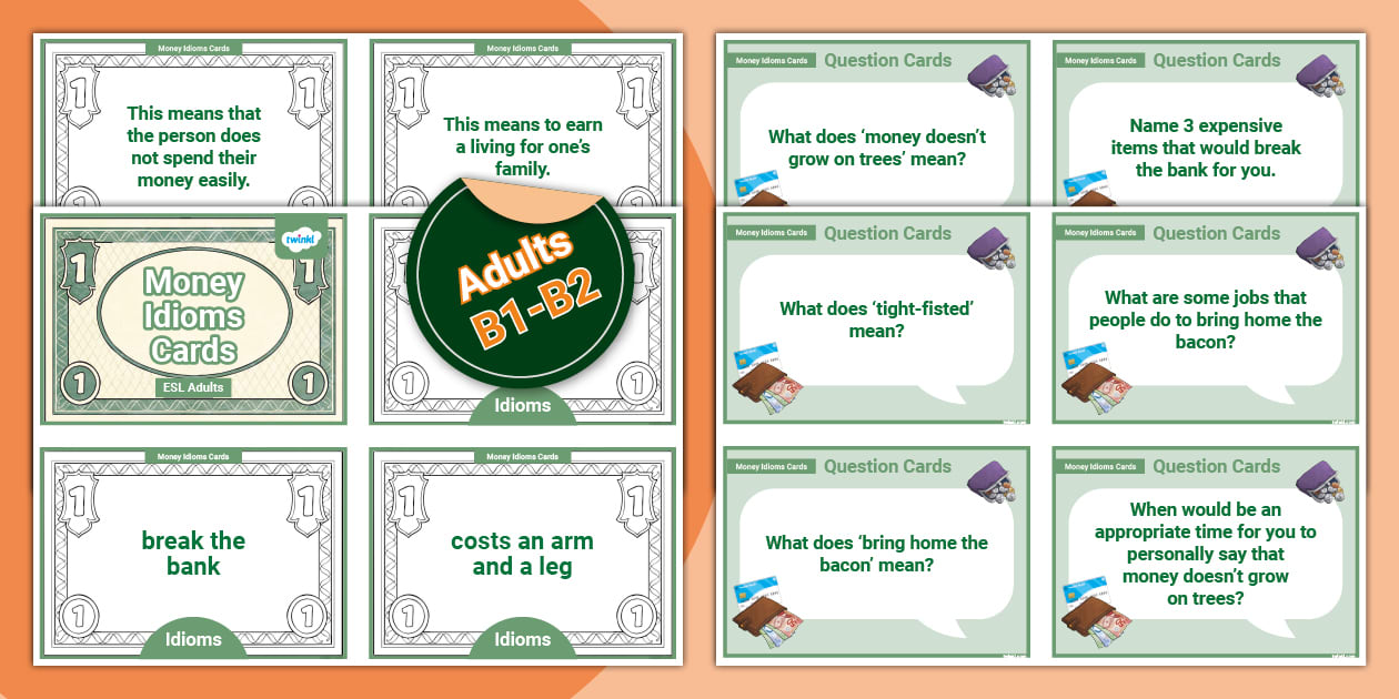 ESL Money Idioms Cards [Adults; B1-B2] (teacher made)