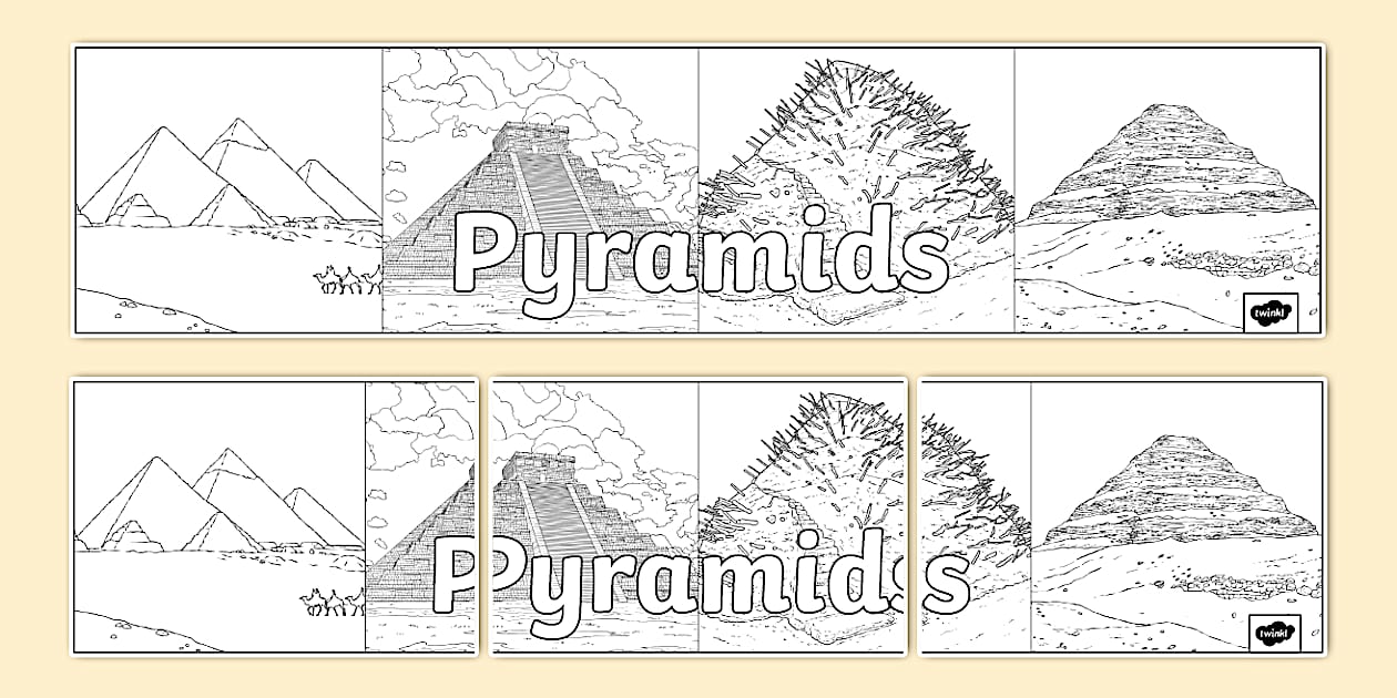 Pyramids Colouring Display Banner (teacher made) - Twinkl