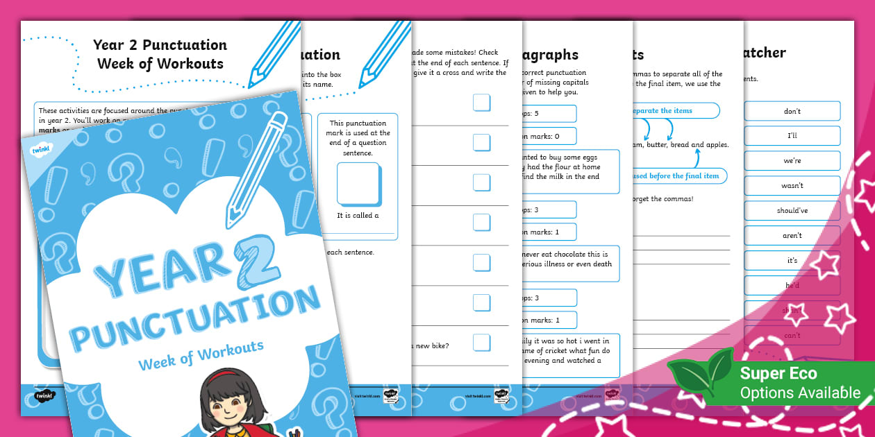 Year 2 Punctuation Week of Workouts (Ages 6 - 7) - Twinkl