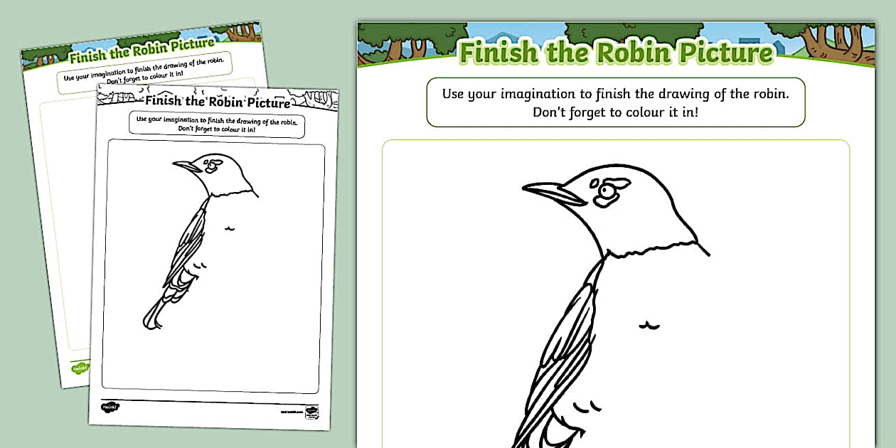 Robin Finish the Picture Worksheet (teacher made) - Twinkl