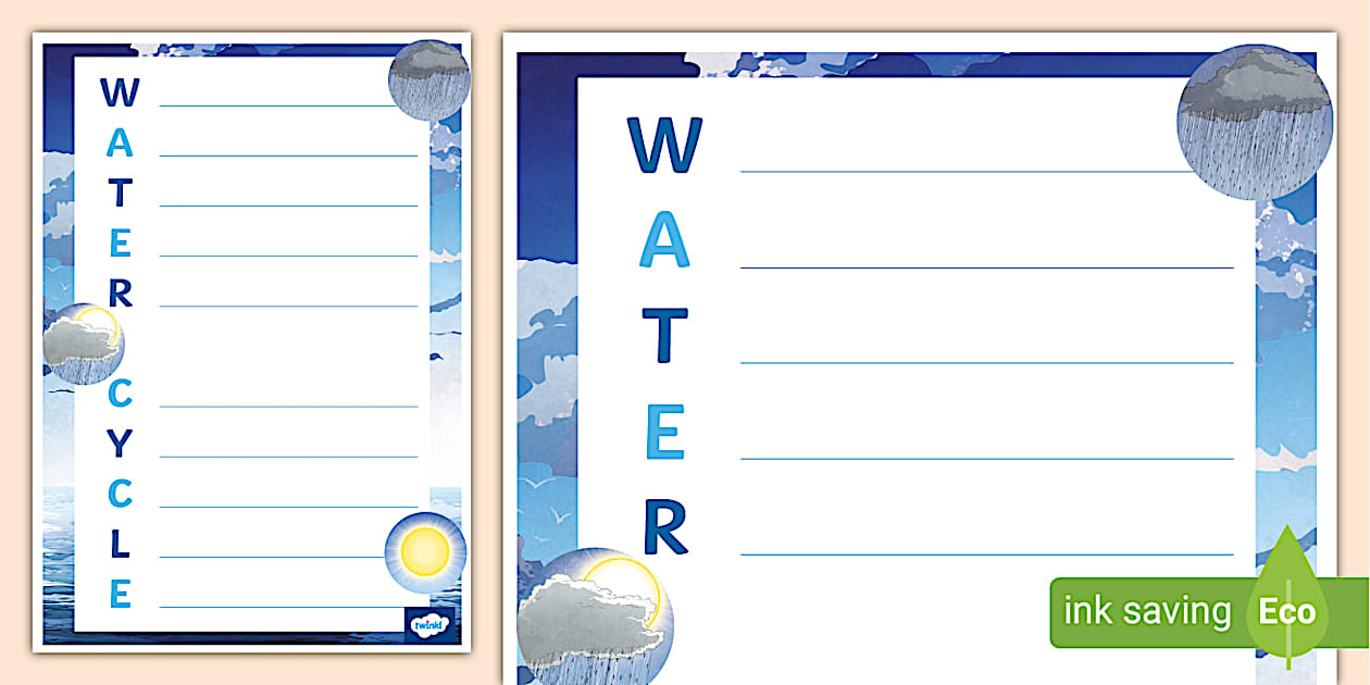 Water Cycle Acrostic Poem Template, The Water Cycle - Twinkl