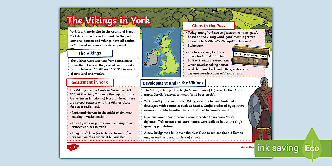 Vikings in York Local History Fact File - History - Twinkl