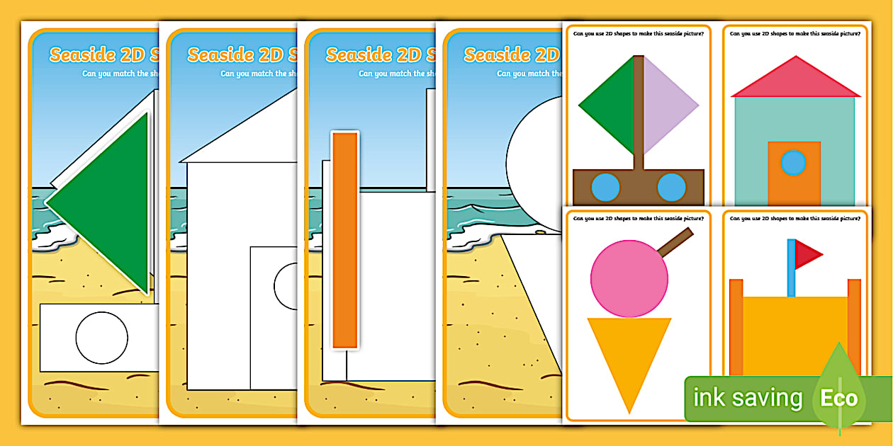 👉 Seaside 2D Shape Build a Picture Activity - Twinkl