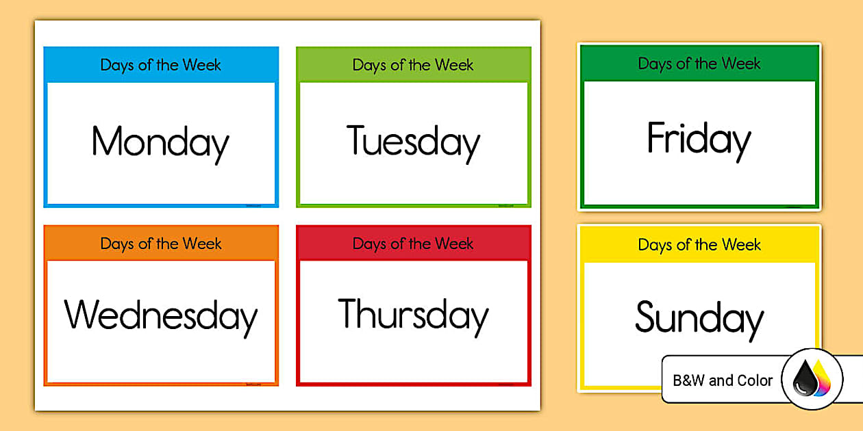 Days of the Week Flash Cards (teacher made) - Twinkl