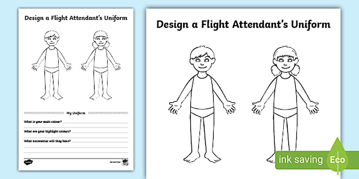 Editable Design A Flight Attendant's Uniform - Twinkl