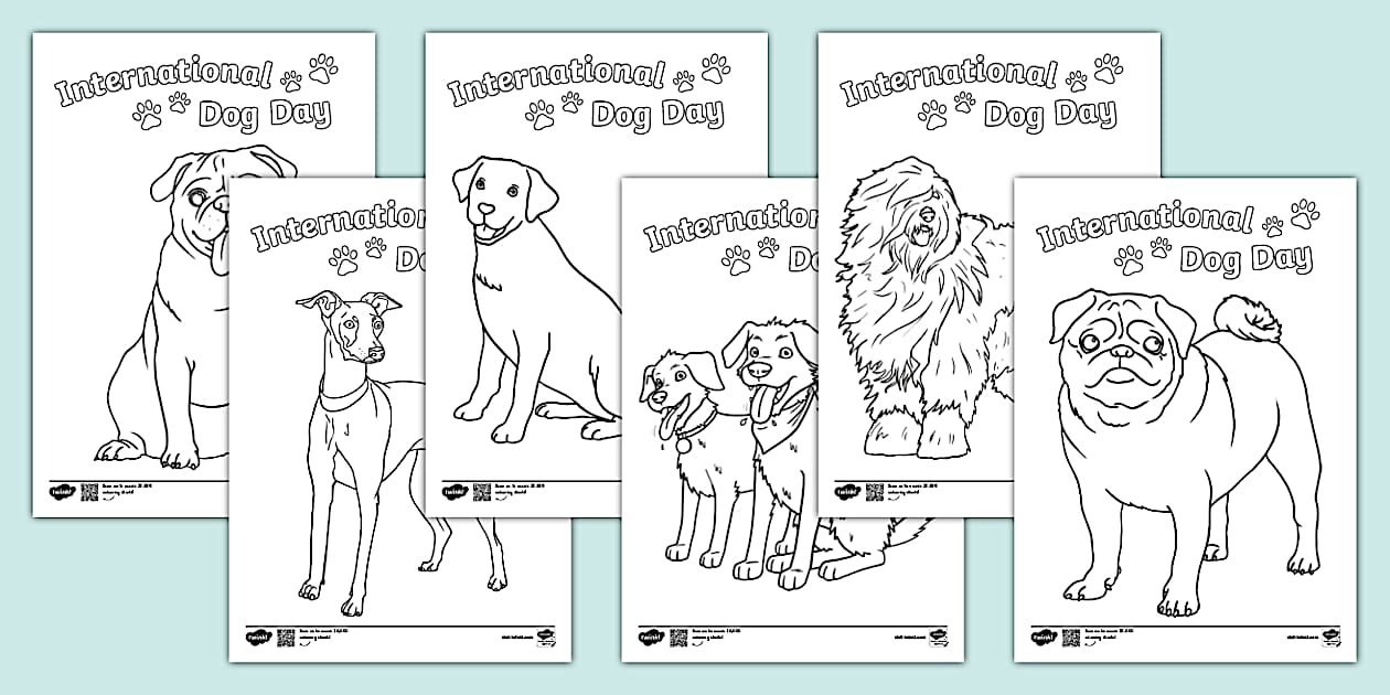 International Dog Day Colouring Pages (teacher made)