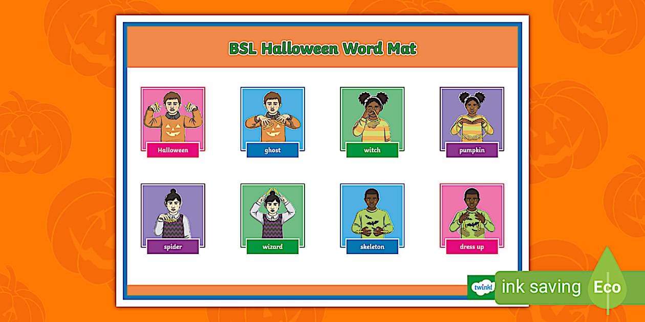 BSL Halloween Word Mat (teacher made) - Twinkl