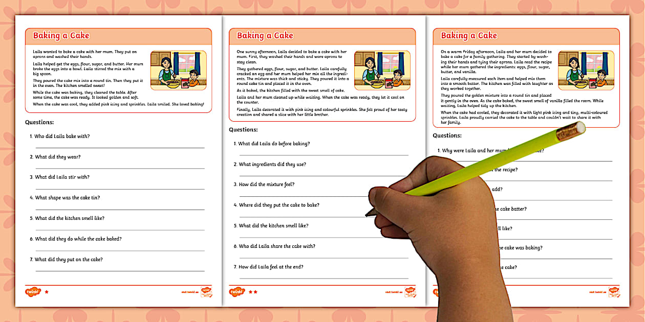 KS1 Cake Baking Reading Comprehension