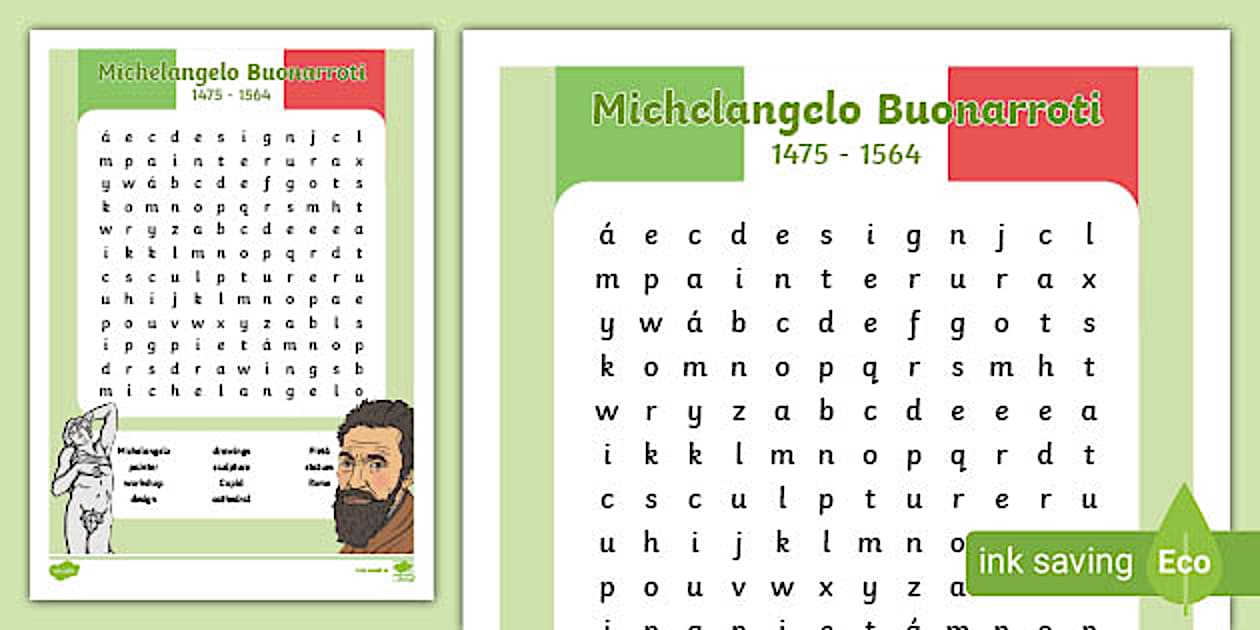 Editable Michelangelo Word Search (teacher made) - Twinkl