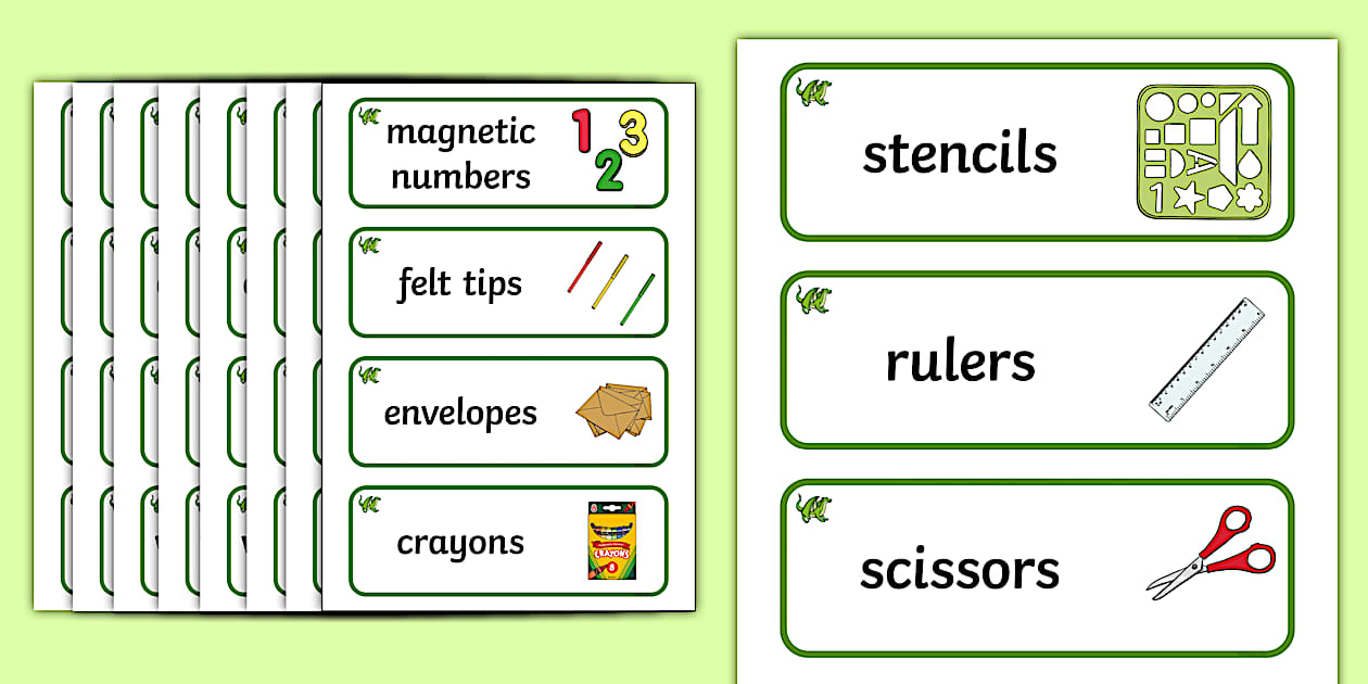 Dragon Themed Editable Writing Area Resource Labels