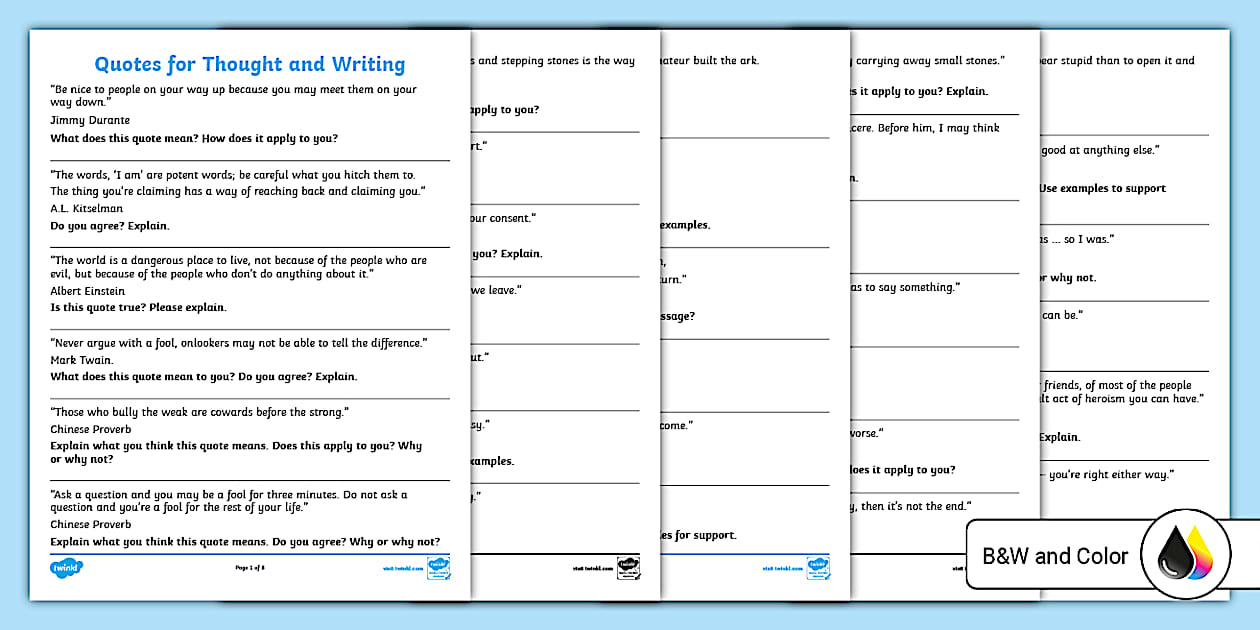 Eighth Grade Quotes for Thought and Writing Activities