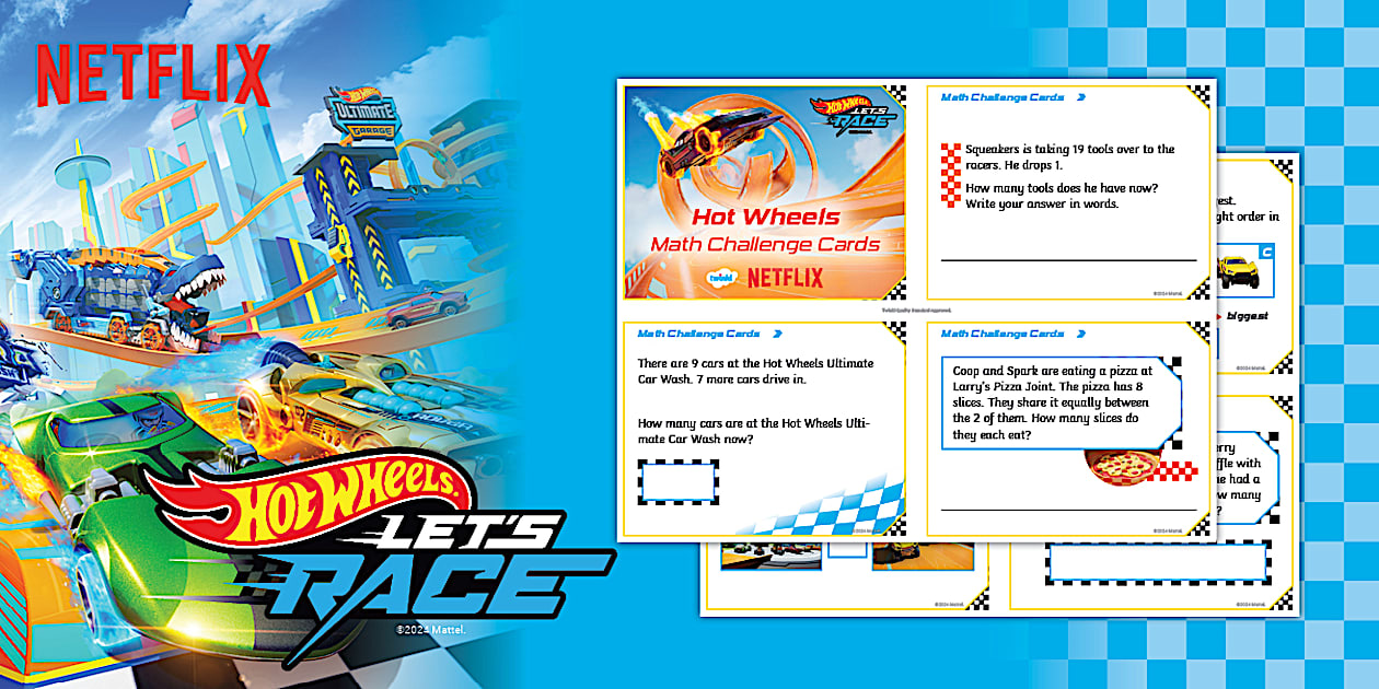 Hot Wheels: Math Challenge Cards for 1st-2nd Grade - Twinkl
