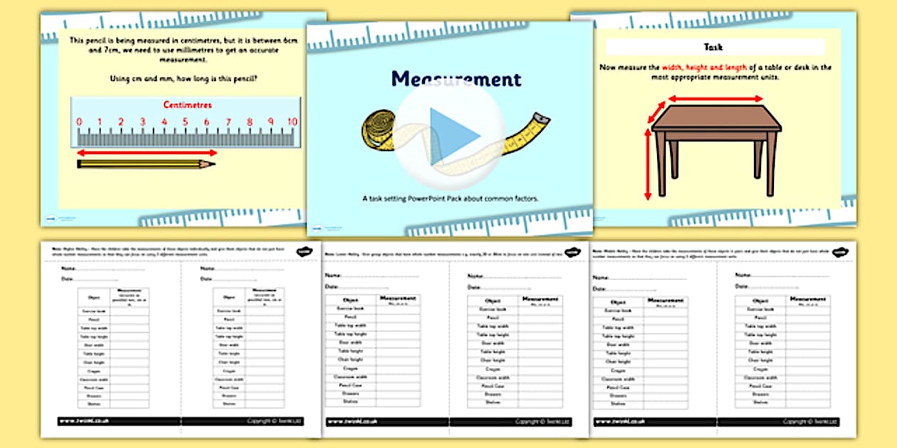 Measurements Appropriate Measures PowerPoint with Worksheet / Worksheets