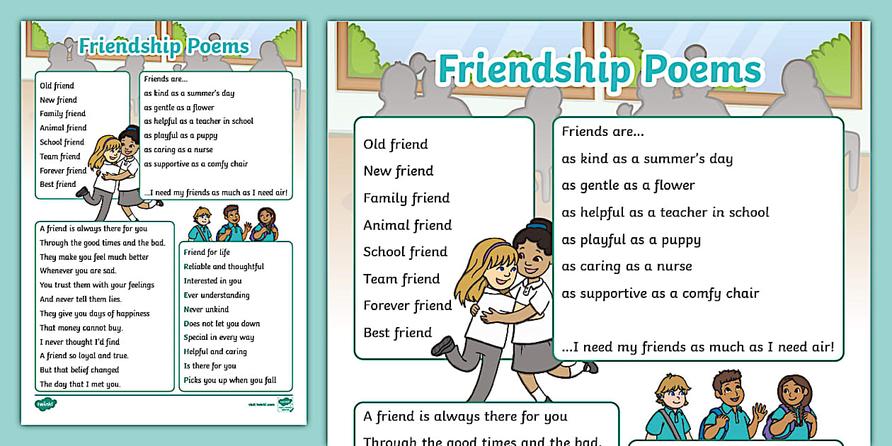 KS1 Friendship Poem Examples - KS1 - Twinkl
