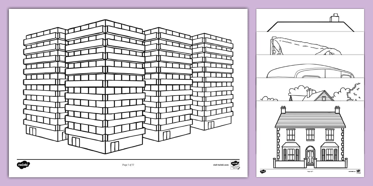 Houses and Homes Coloring Sheets (Teacher-Made) - Twinkl