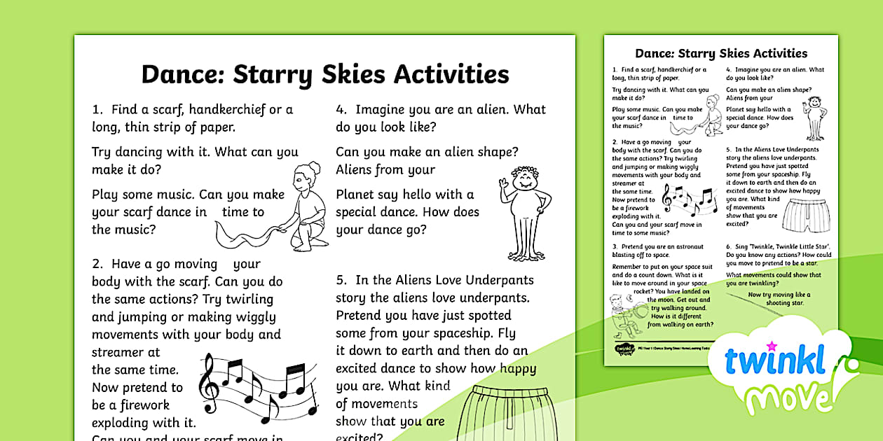 👉 Twinkl Move - Year 1 Dance: Starry Skies Home Learning Tasks