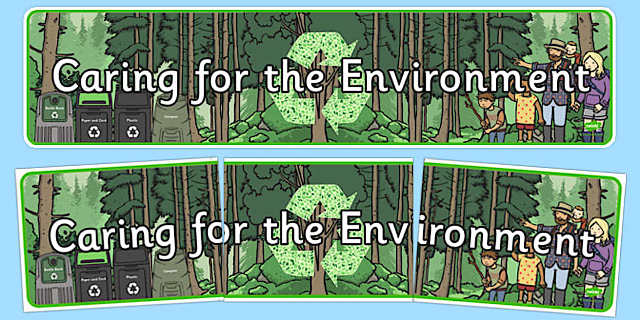 Cursive Caring for the Environment Display Banner - Twinkl