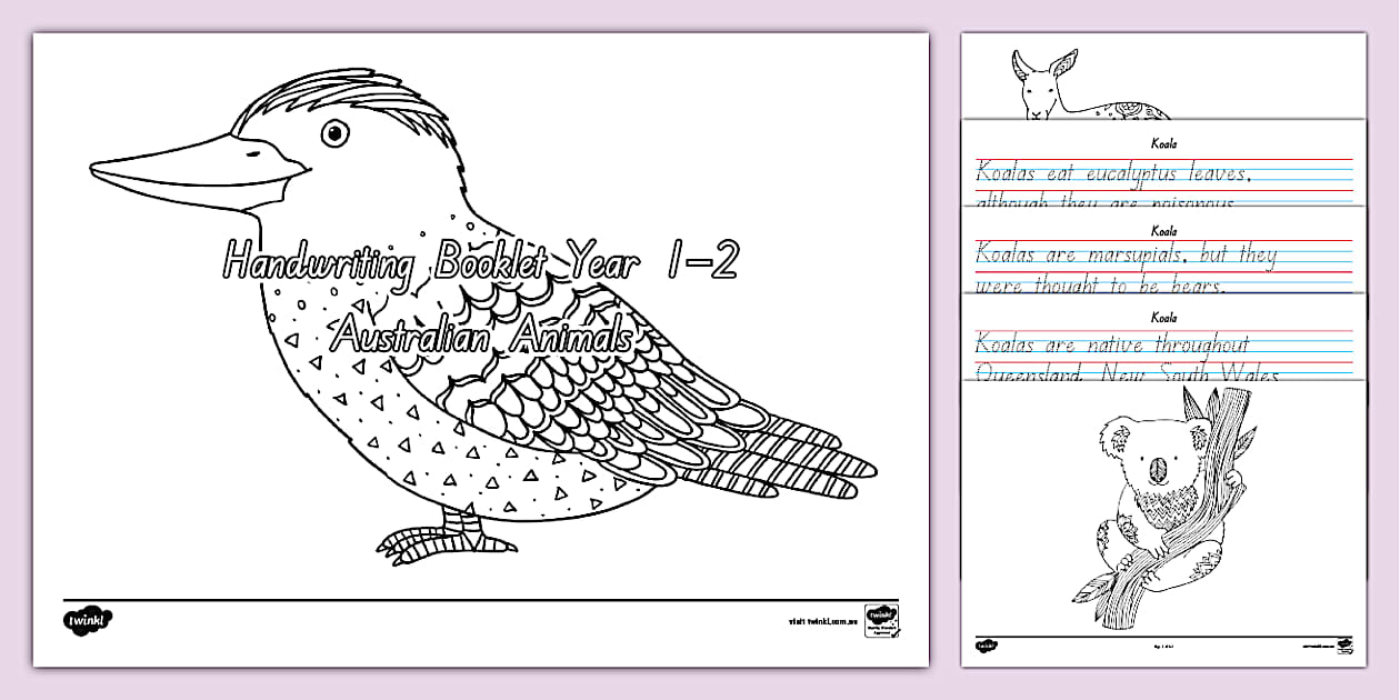 Year 1-2 Australian Animals Handwriting Examples to Copy PDF